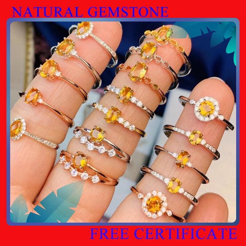 Natural Citrine Ring 925 Silver Small Fresh Jewelry Accessories ...