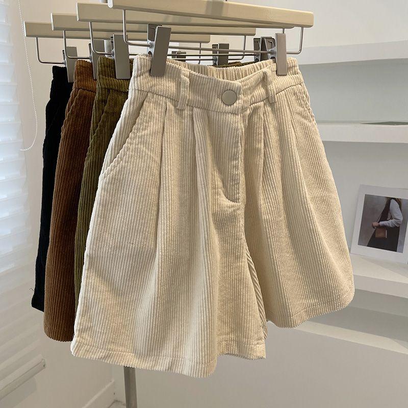 OOTD Corduroy Wide-Leg Shorts Women's High Waist Autumn Fat Girl ...