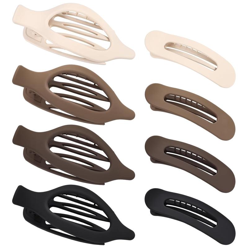 8 count Flat Hair Clips, Neutral Color Flat Claw Clips 2 Styles Hair ...
