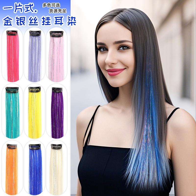 Tel Rambut Sutera Emas Laser Rambut Palsu Set, Telinga Gantung ...