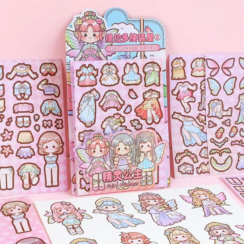 1set Dress Up Girls Decorative Stickers Cute Fashion Characters Sticker ...
