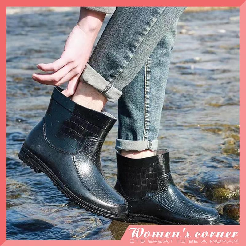 Men Low Cut Rain Boots (Bota) Young fashion waterproof PVC rain ...