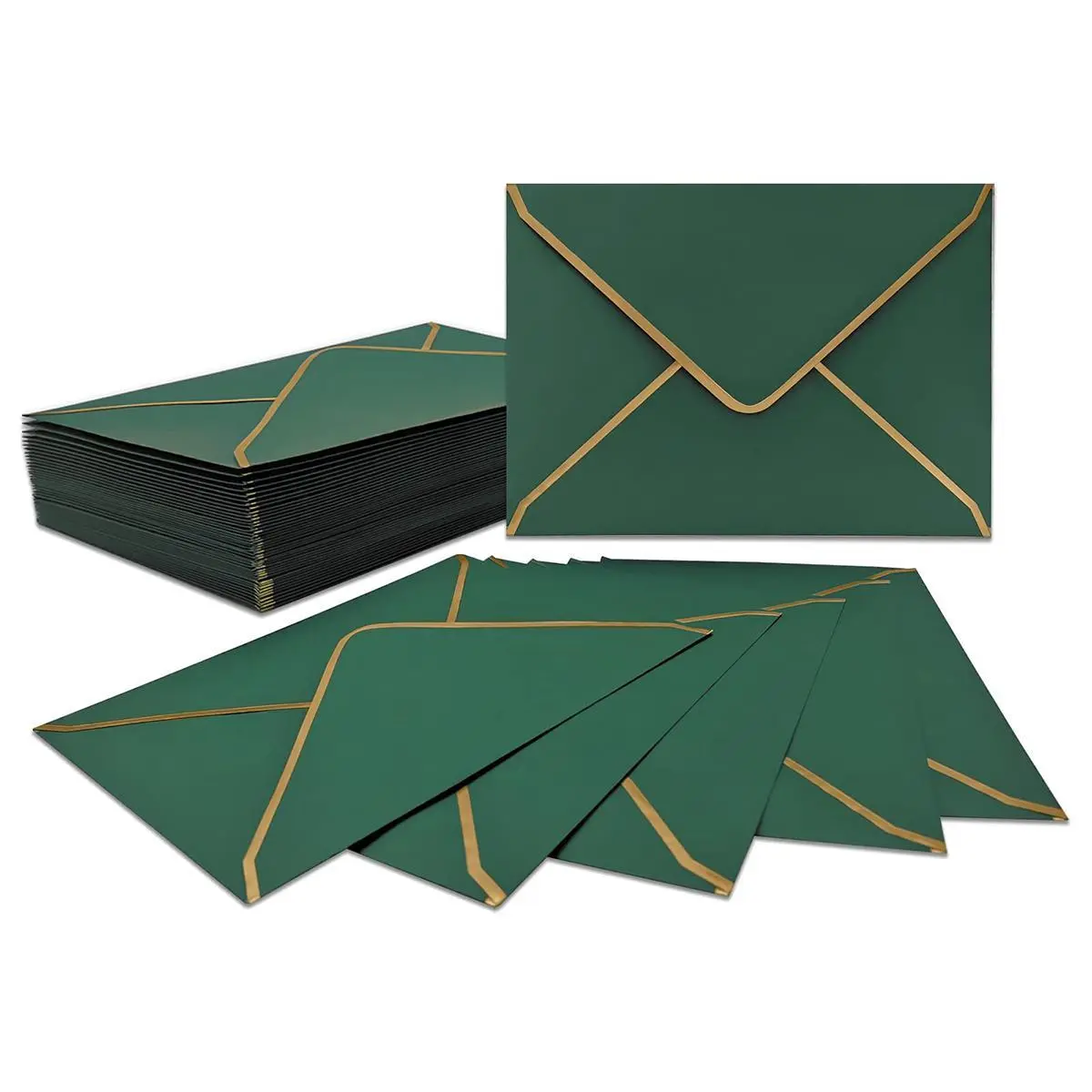50 Pcs Gold Edge Envelopes Size 18.5 X 13.5 Cm V-Shaped Flap Colored ...