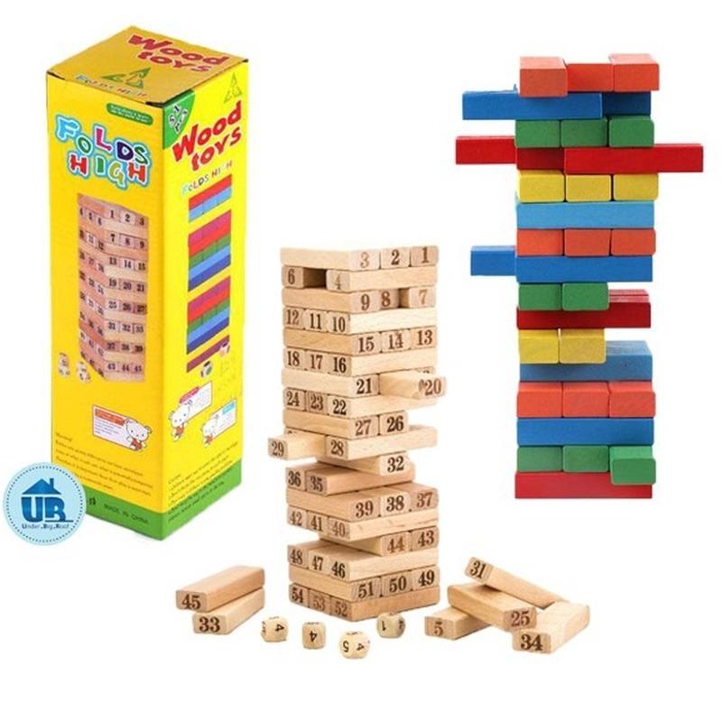บล็อคตัวต่อ ของเล่นไม้ Jenga พร้อมลูกเต๋า สำหรับเด็ก - TikTok Shop Thailand