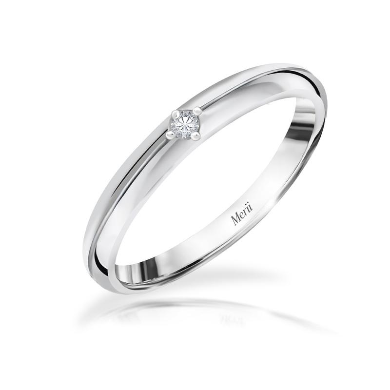 Merii แหวนเงินแท้ 925 ชุบโรเดียม ประดับเพชร CZ ขนาด 1.8 mm เม็ดเดี่ยว ...