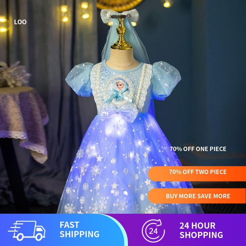 Frozen Princess Dress Girls' Dress Children's Luminous Aisha - TikTok Shop Philippines