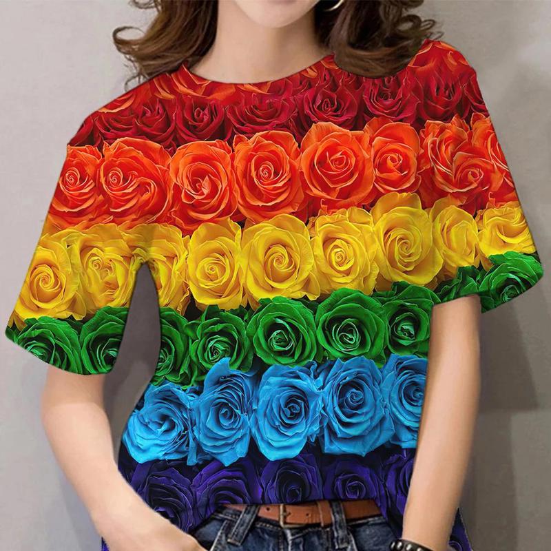 2568 Women's Flower pattern T-shirt for women Clothing Rainbow - TikTok Shop Philippines