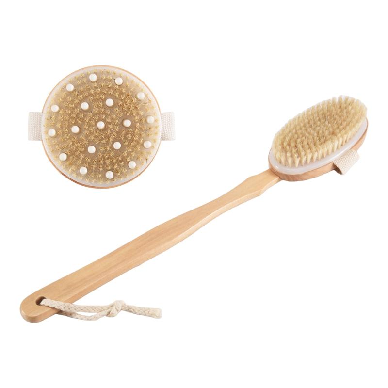 Dry Brushing Body Brush Set of 2, Dry Skin Exfoliating Brush, Handle ...