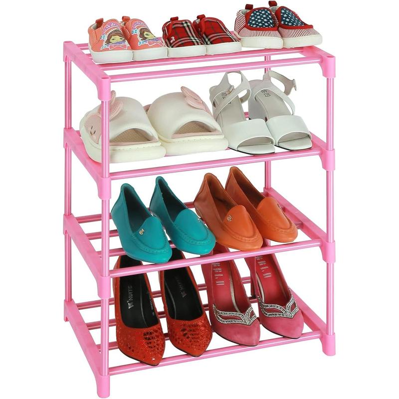 Zapateras Small Kids Shoe Rack 4 Tier Pink Organizer Shoe Rack for ...