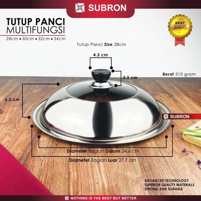 Jual SUBRON Tutup Panci Stainless Kaca 28cm 30cm 32cm 34cm 36cm Wajan ...