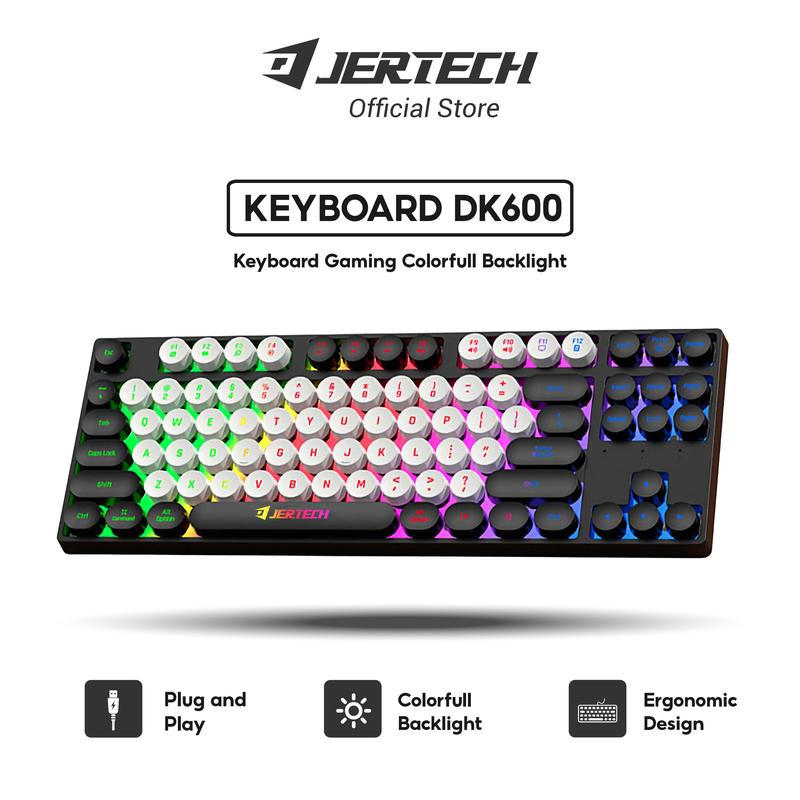 JERTECH Keyboard Komputer Mini Kabel Usb DK-600A Multimedia Retro ...