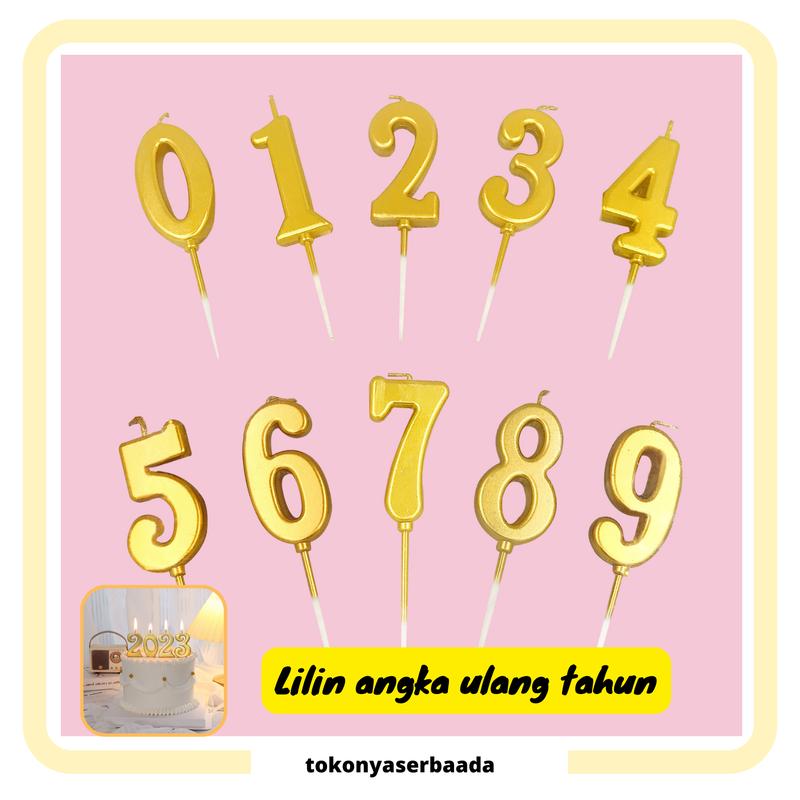TSA KHUSUS LIVE Lilin angka Ulang Tahun Silver 0 Bentuk Angka 0- 9 ...