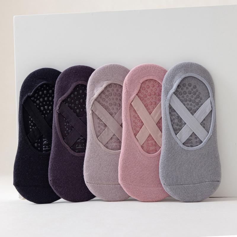 Women Breathable Towel Bottom Yoga Socks Silicone Non-Slip Bandage ...