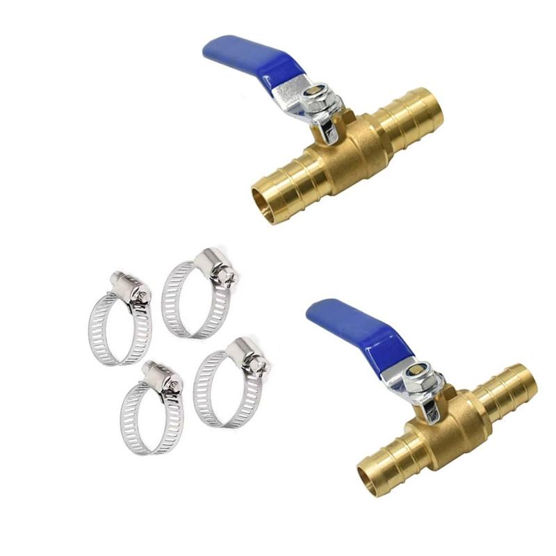 Premium Brass Hose Barb Ball Valve Kit with Stainless Steel Clips ...