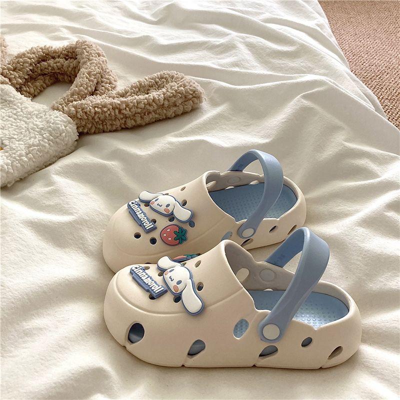 Milk Salty Baby Blue ~! INS Cartoon Two-Way Closed Toe Hole Shoes ...