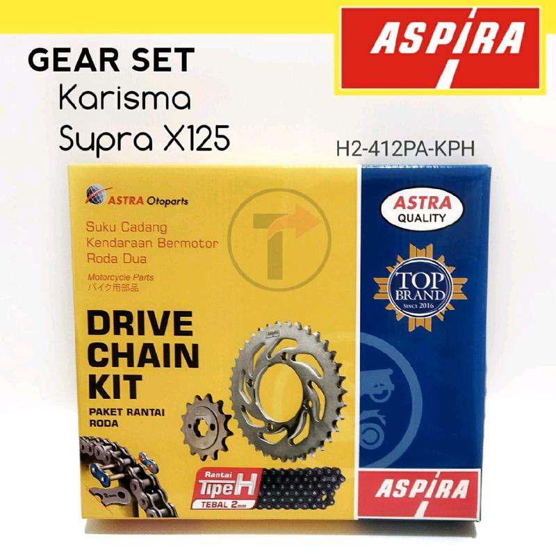 Gear set gerset girset drive chain kit Supra X125, Karisma merk aspira ...