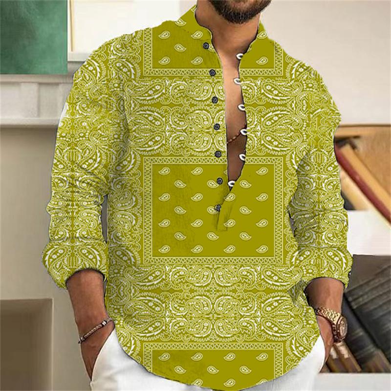 Kemeja Berbutang Lengan Panjang Lelaki, Fesyen Musim Bunga Kasual ...