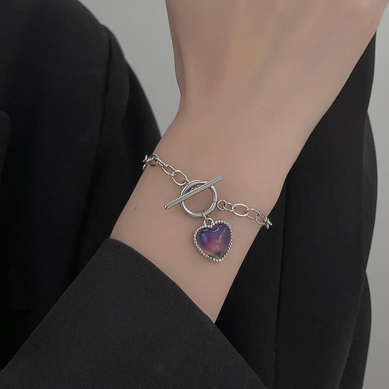 Temperature sensitive color changing love pendant titanium steel ...