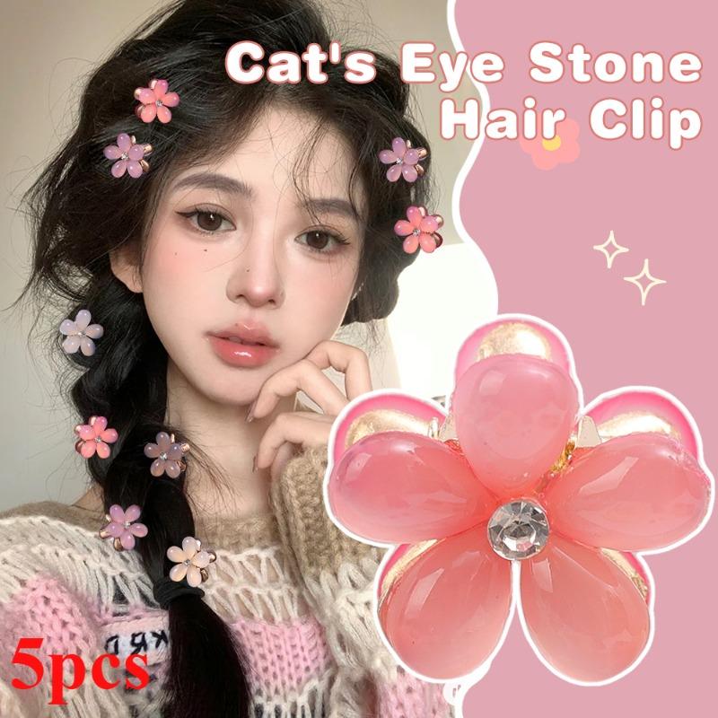 Klip rambut Camellia untuk poni, 5 helai, Klip rambut bunga mini ...