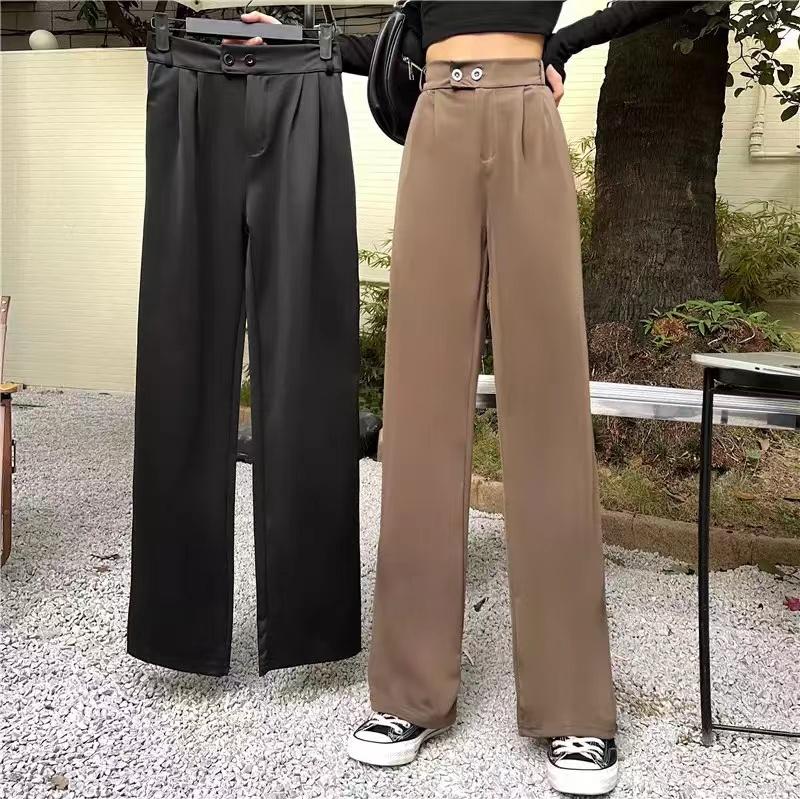 UNIQUE TRENDS Suit pants high waist elastic waist vertical leg - TikTok ...