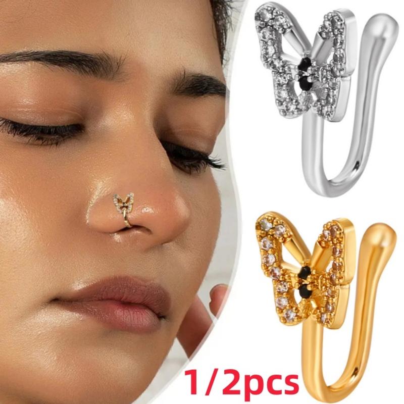 1/2pcs Personalized U-shaped False Nose Ring Butterfly Nose Nail ...