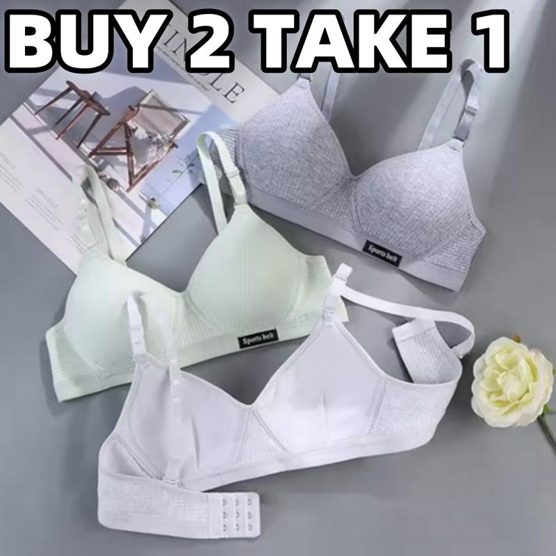 3PCS/SET Women Cotton Bras No Steel Ring Push Up Wireless Bralette ...