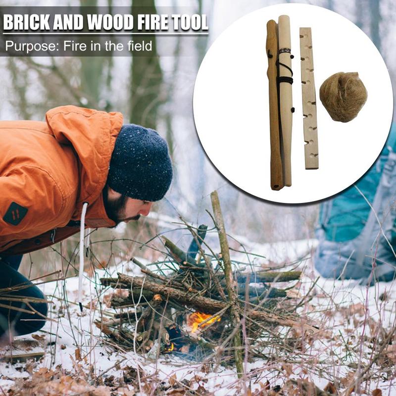 Wooden Fire Making Tool Wooden Bow Drill Fire Starter Tool for - TikTok ...