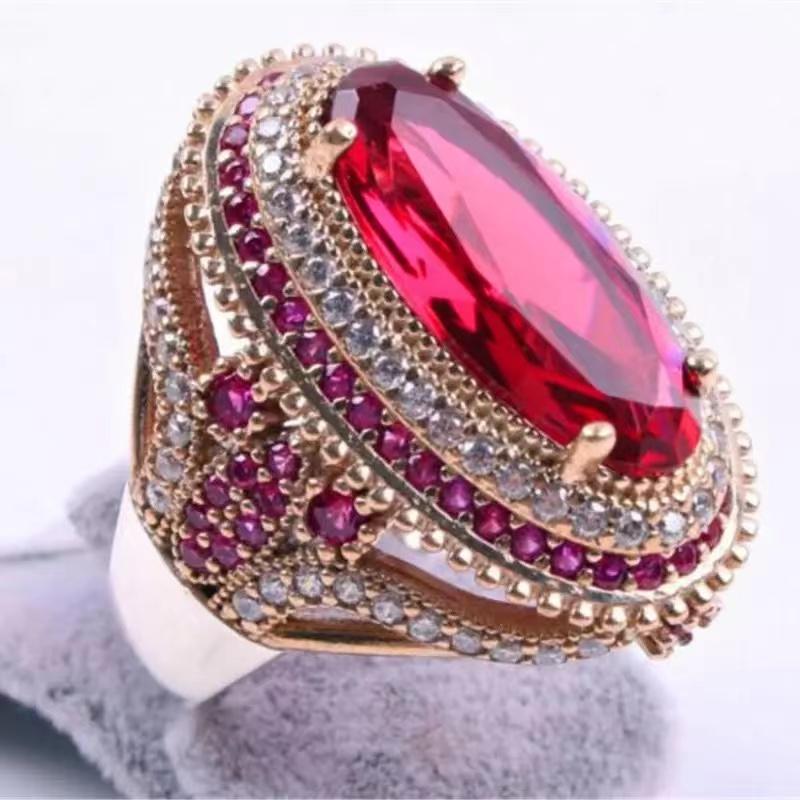 Cincin Zirkon Merah, Bertatah Bujur Cantik, Logam Mewah, Dua - TikTok ...