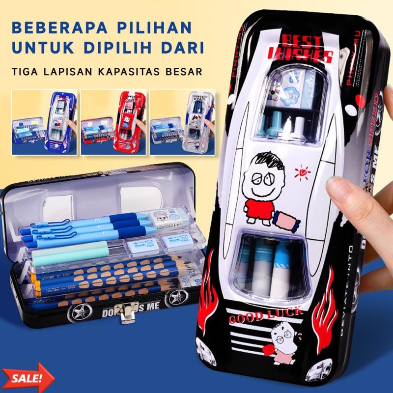 Kotak Pensil Kaleng Motif Mobil Pensil Case 3 Tingkat Karakter - Shop ...