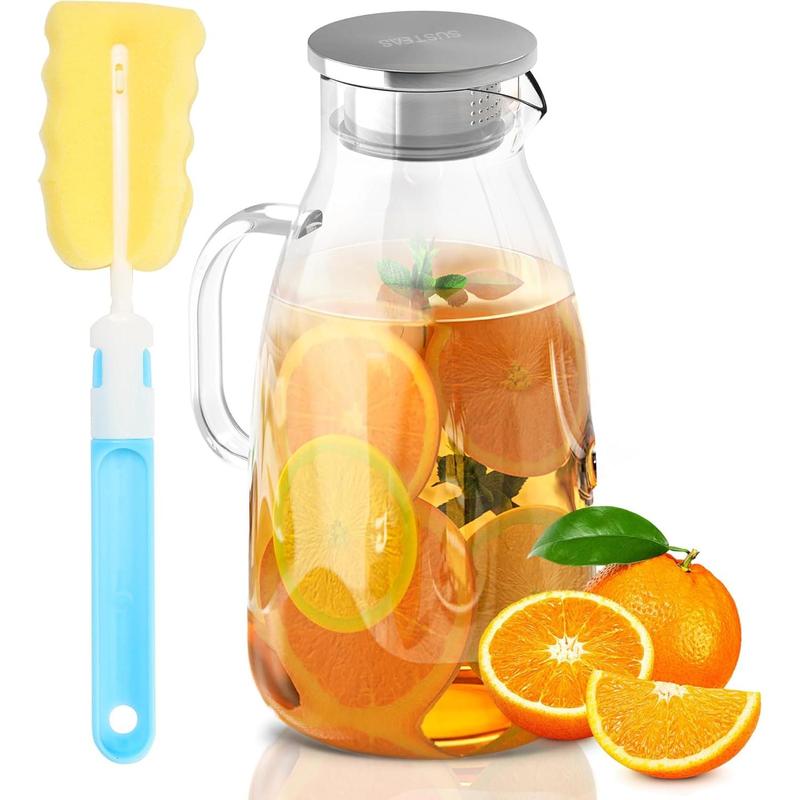 3 Liter 101 oz Penguin Glass Pitcher with Lid and Nozzle, Cold/Hot ...