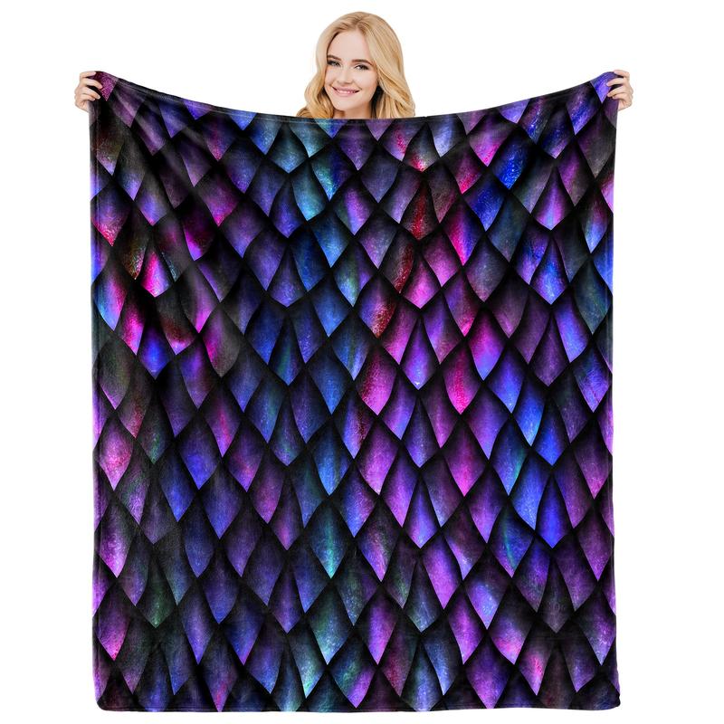 Dragon Scale Print Flannel Throw Blanket Soft, Warm Cozy for Couch, Bed ...