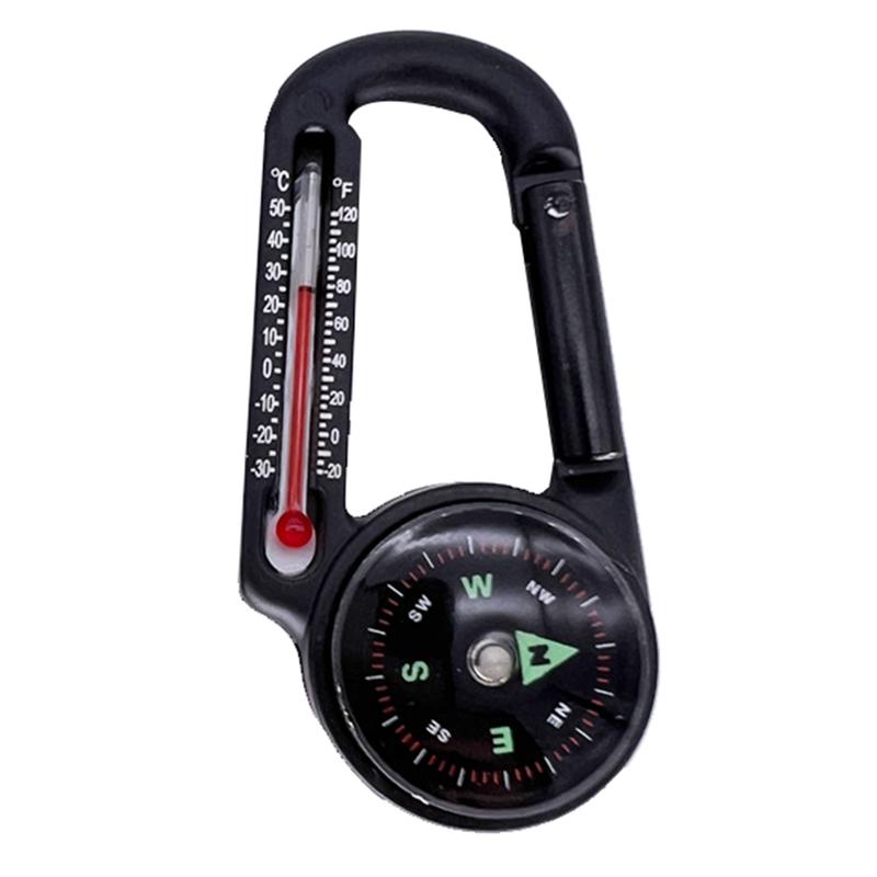 Portable Aluminum Alloy Carabiner Keychain Thermometer Compasses ...