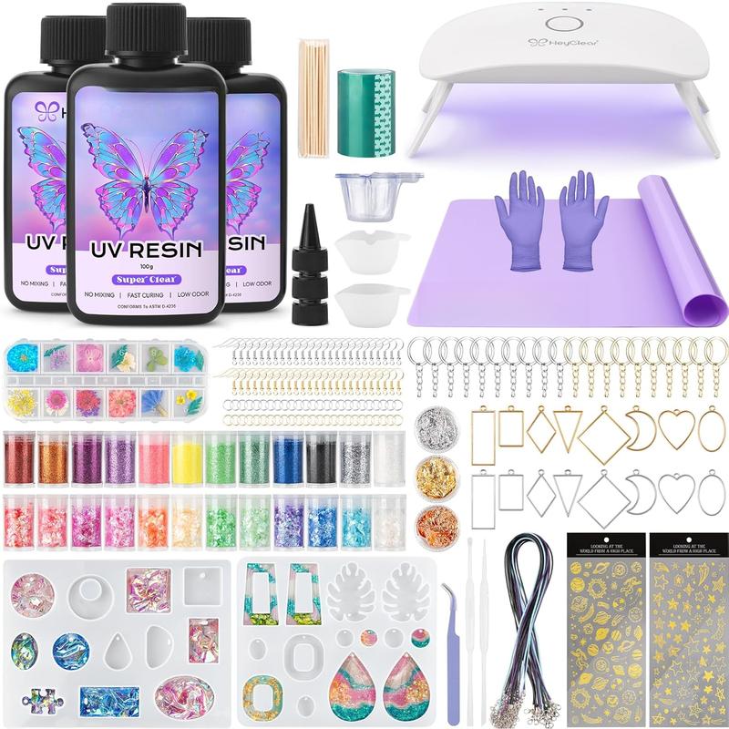 UV Molds Making Kit with UV Light and Casting Tools -300g Super Clear ...