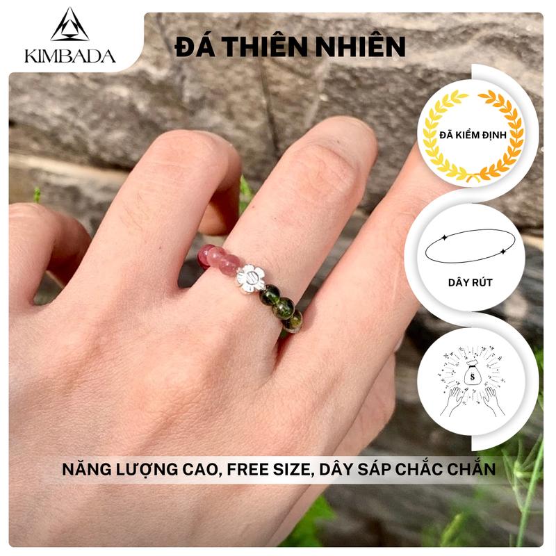 Nhẫn nữ đá Tourmaline thô tự nhiên mix charm bạc 950 Kimbada - TikTok ...