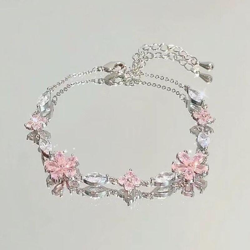Gelang Ikatan bentuk rama-rama Bunga Sakura Zirkon Merah Jambu ...