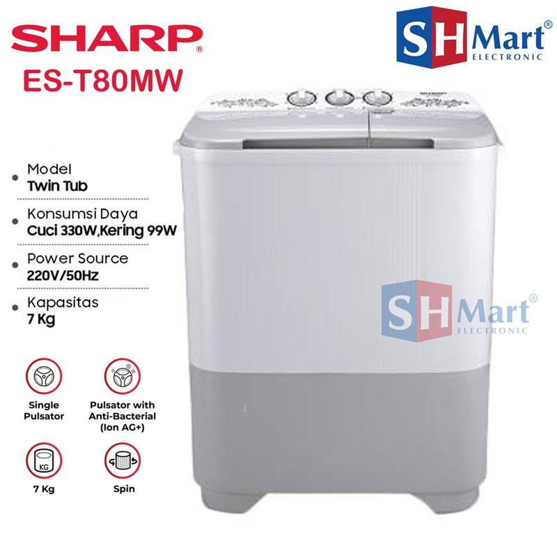 MESIN CUCI SHARP 2 TABUNG EST-70MW / ES-T80MW / ES-T90MW GARANSI - Shop ...