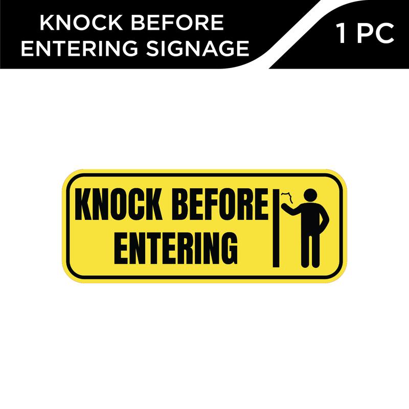 DSign Knock Before Entering 10x4" Inches Waterproof Signage Sticker ...