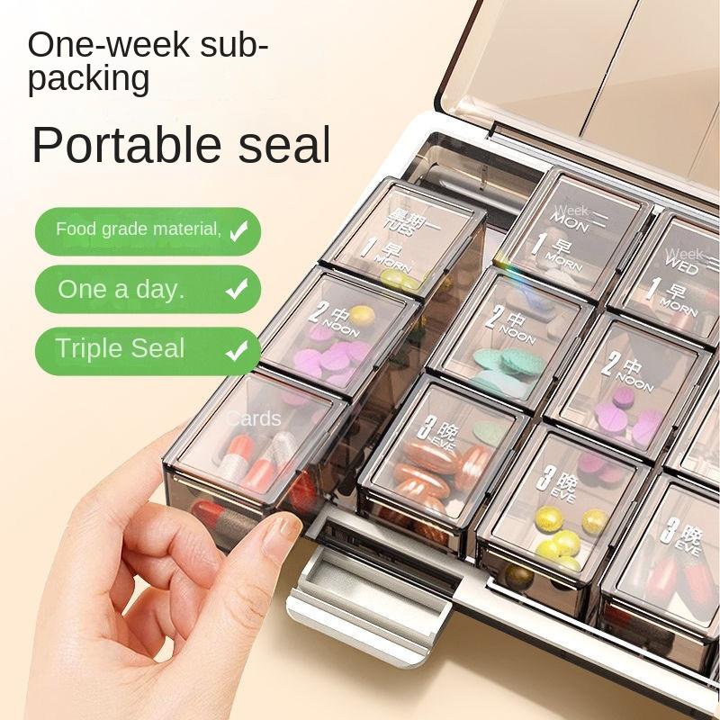 Seven-Day Pill Box Packaging Portable Pill Box Large Capacit - TikTok ...
