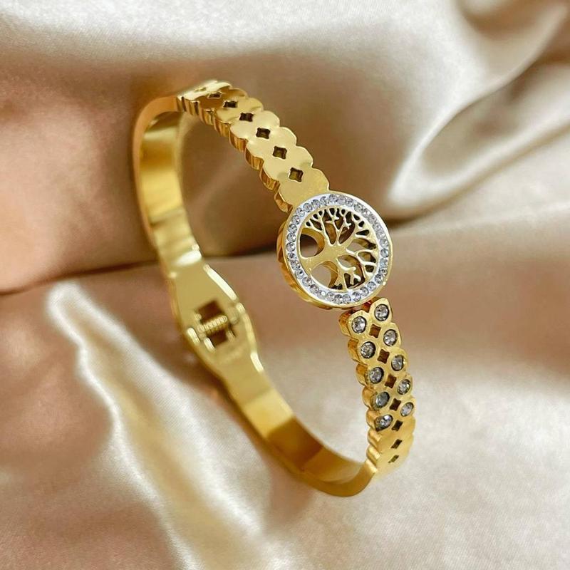 A&K Bangles Lucky Tree Bangles Gold Plated For Men Women Stainless ...