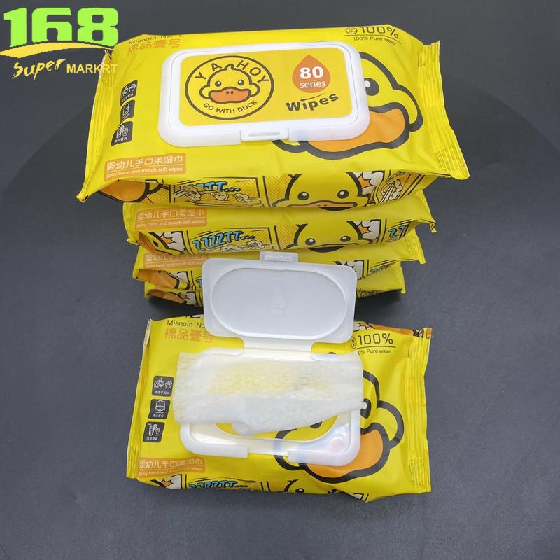 New Move Wet Wipes Little Yellow Duck Version 80's Pack 99% Water ...
