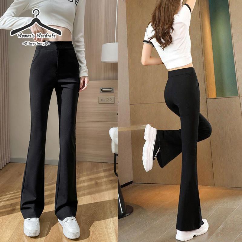 Plus Size S-3XL Bootcut Long Pants Women High Waist Korean Style ...