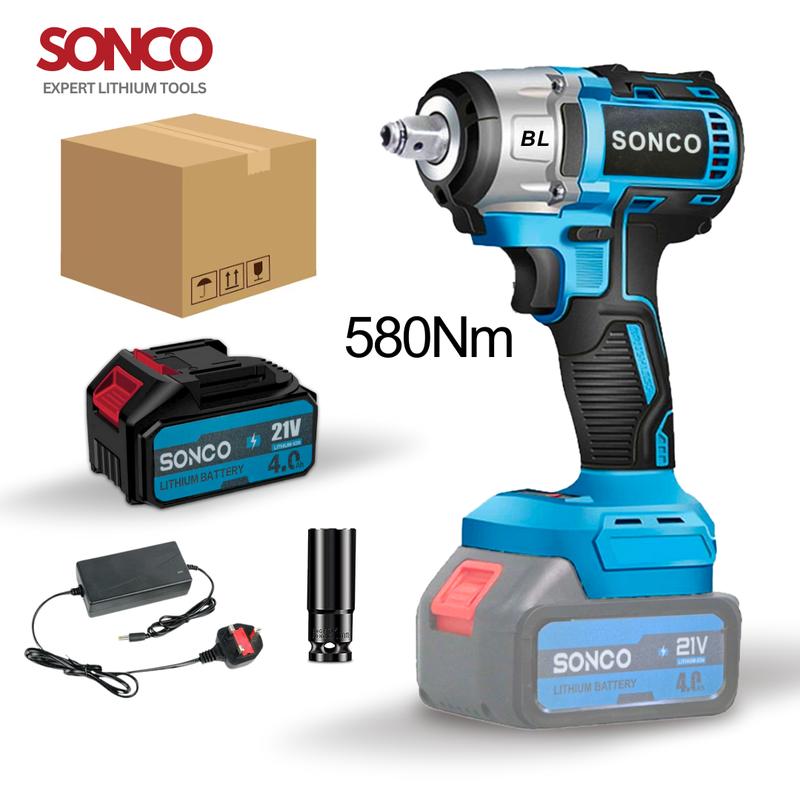 SONCO 38820 Cordless Impact Wrench 580N.m Max Torque 21V Battery ...