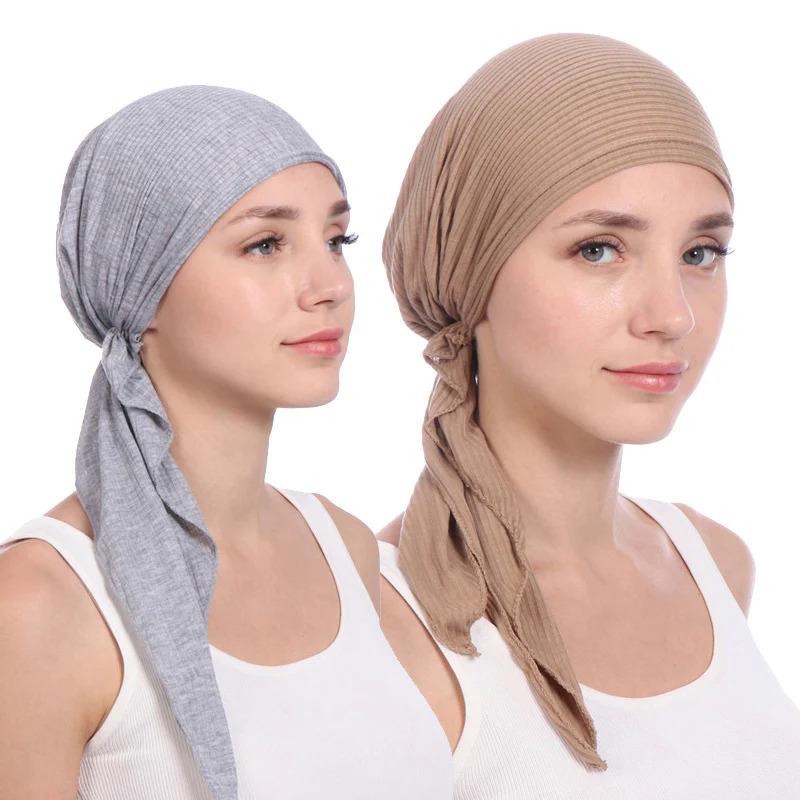 Topi Tudung, Bahan Kapas Elastik, Warna Pepejal, Gaya Balut Kepala ...