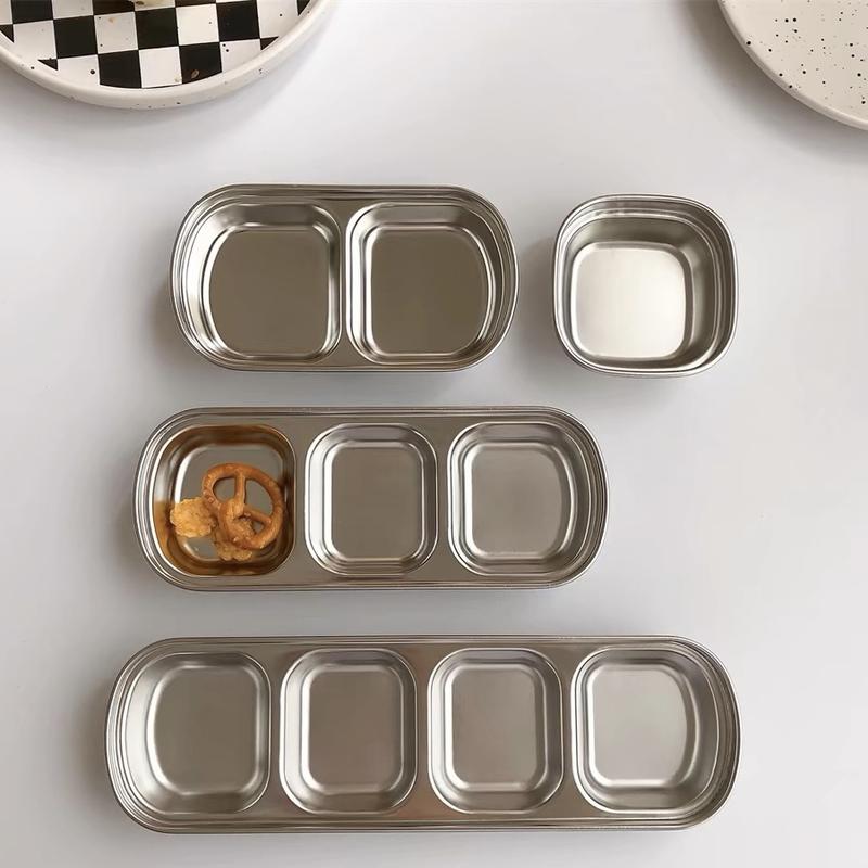 Stainless steel 304 Korean style divided Plate BBQ tableware sauce ...
