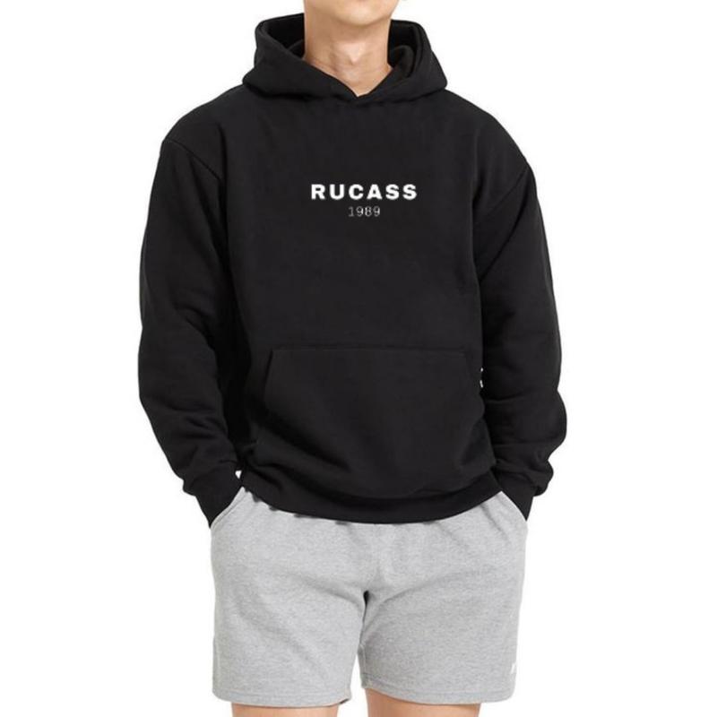 Rucas Hitam, Item Rasmi Hoodie Bersaiz Besar, Untuk Lelaki, Corak ...