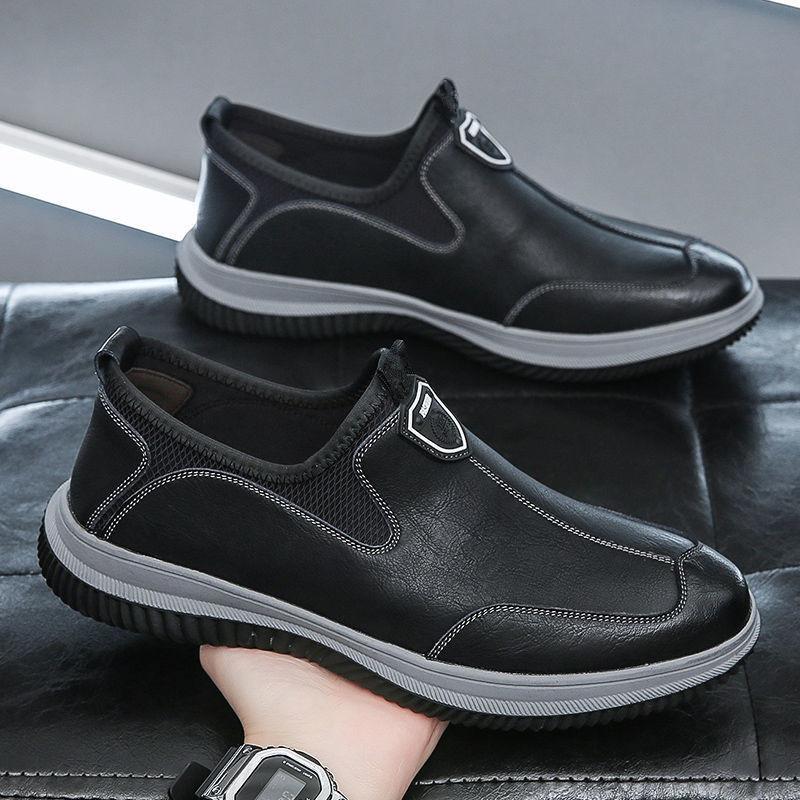 2024 classic car casual leather shoes men's slip-on British soft ...