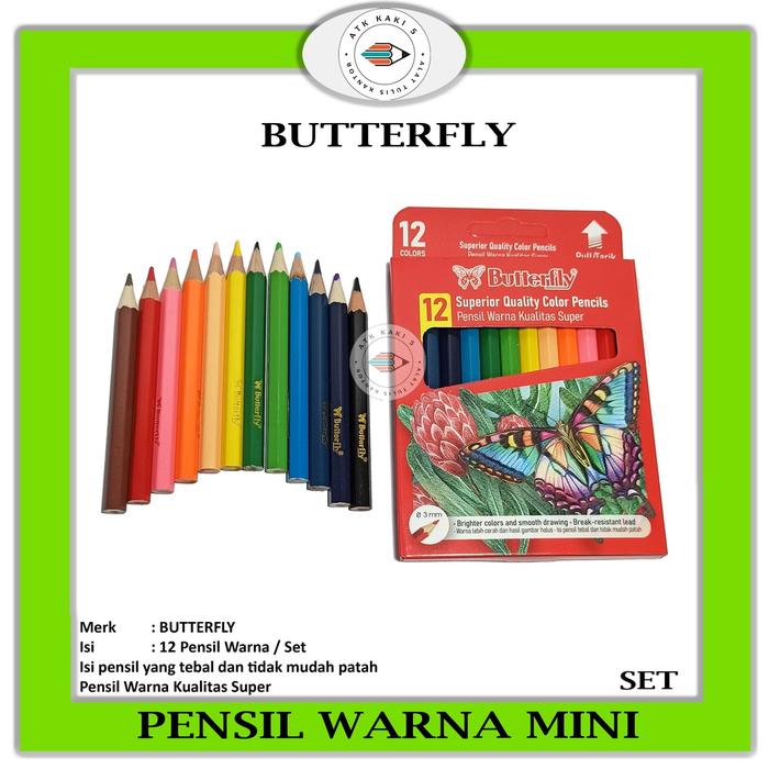 Jual BUTTERFLY - Pensil Warna 12 Color Mini - Brighter Color - Set ...