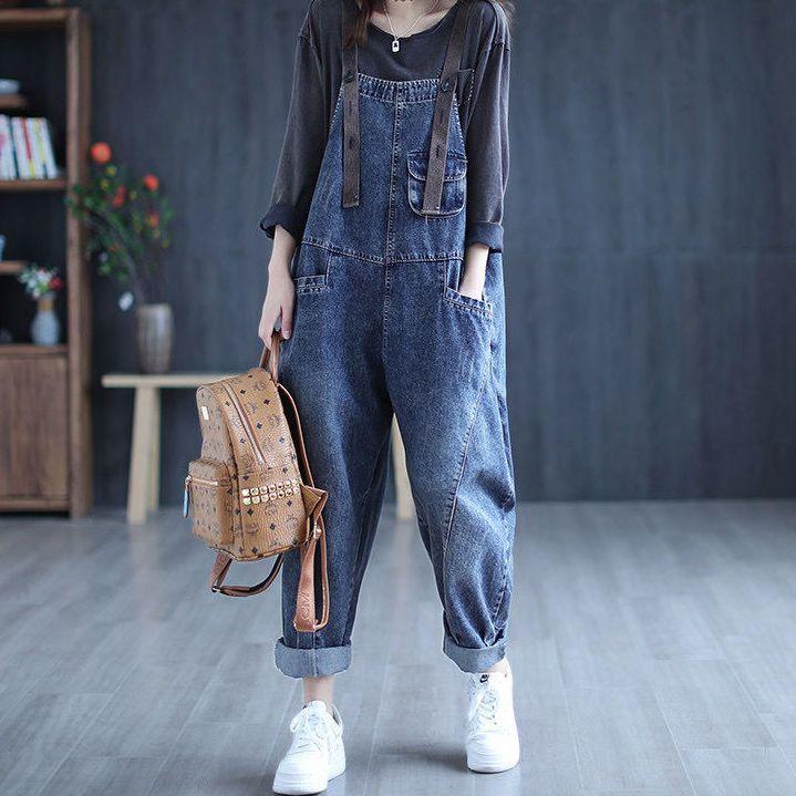 Seluar Suspender Denim, Gaya Jalanan Retro, Untuk Gadis Montok ...