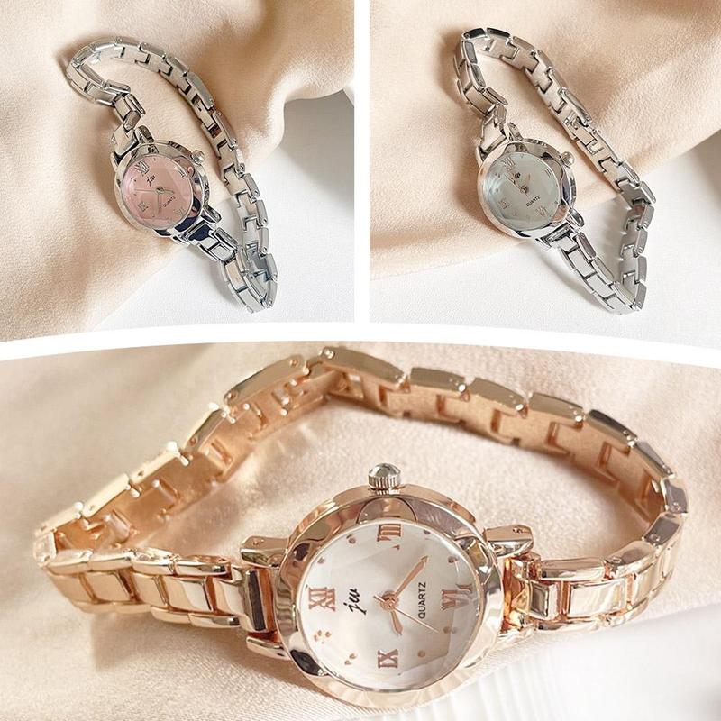 Jam Tangan Kuarza untuk Wanita, Jalur Keluli, Dail Bulat, Elegan ...