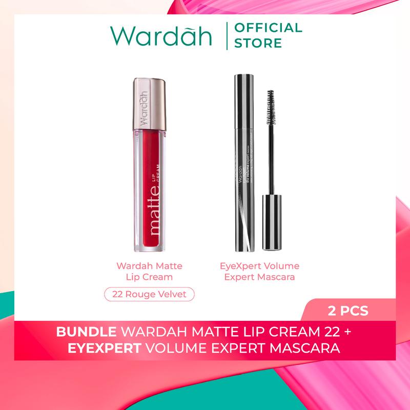 Wardah Paket Matte Lip Cream + EyeXpert The Volume Expert Mascara ...